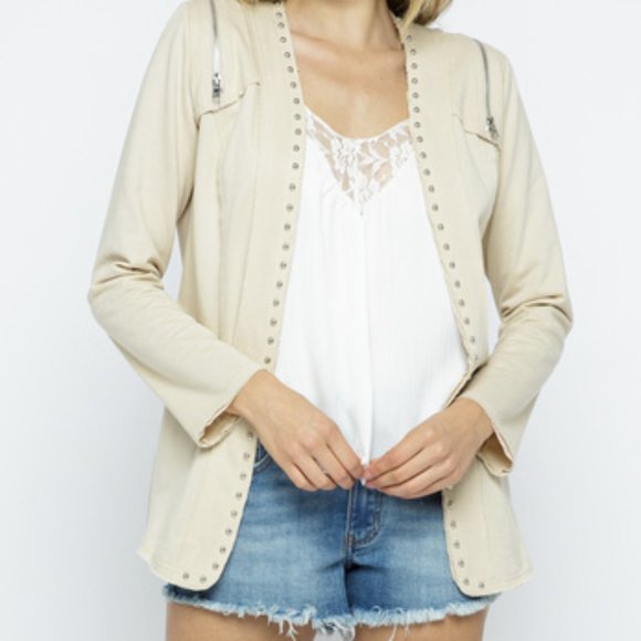 Vocal | Jackets & Coats | Nwt Vocal Natural Stud Jacket With Shoulder ...